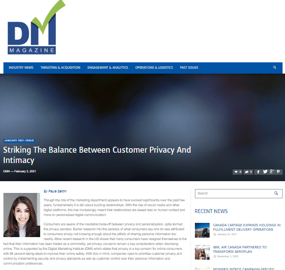 DM MAGAZINE | STRIKING THE BALANCE BETWEEN CUSTOMER PRIVACY AND ...