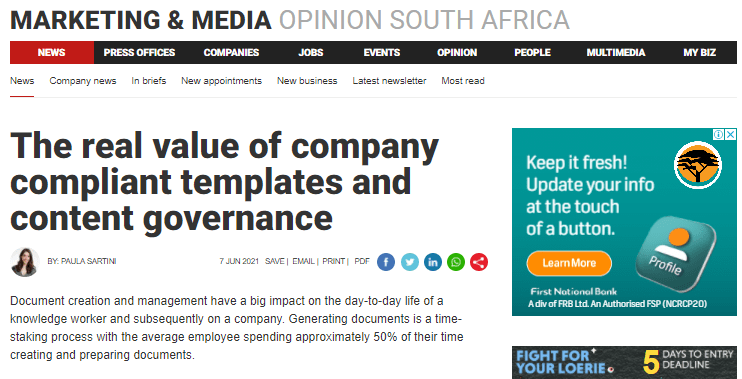 BIZCOMMUNITY | The real value of company compliant templates and ...
